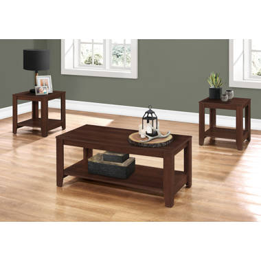 Table Set 3pcs Set Coffee End Side Accent Living Room Laminate Brown Transitional Lark Manor